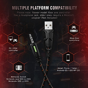 Gaming Headset, Over-Ear Headset with 7.1 Surround Sound, Gaming Headphones with Noise Canceling Mic, LED Light, Compatible with PS5, PS4, Xbox, PC…