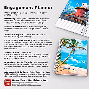 Beaches | 2024 6 x 7.75 Inch Spiral-Bound Wire-O Weekly Engagement Planner Calendar | New Full-Color Image Every Week | BrownTrout | Travel Nature Tropical