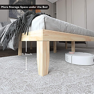 KOMFOTT 14 Inches Wood Platform Bed Frame King Size, Solid Wood Mattress Foundation with Rubber Wood Frame, Strong Poplar Wood Slat Support, No Box Spring Needed, Bed Frame (Natural)