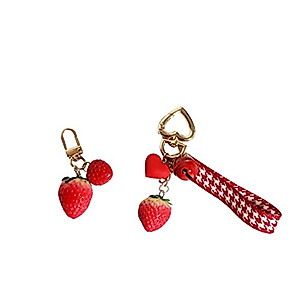 PRETYZOOM Strawberry Design Key Ring Bag Pendant Key Holder Hanging Ornament