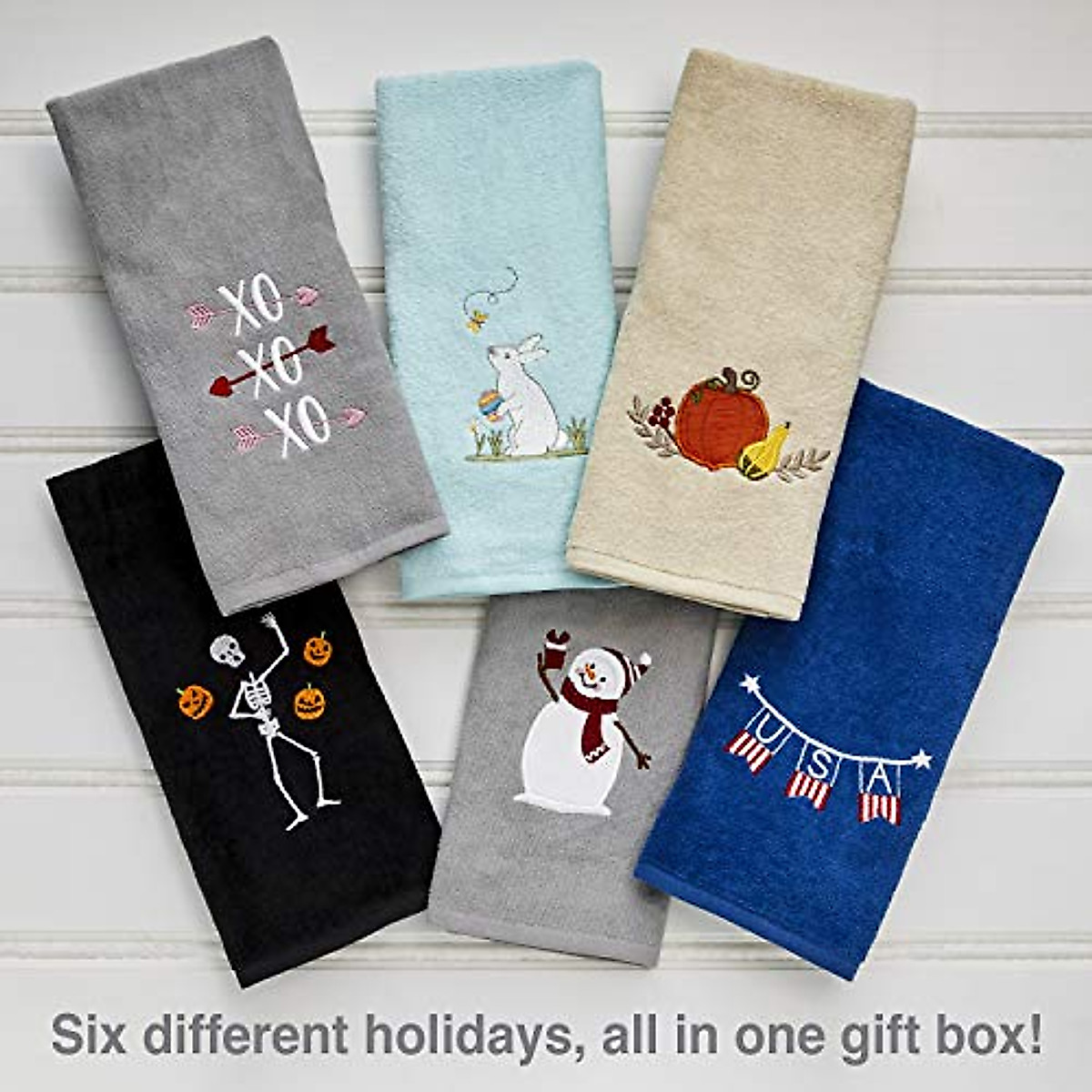 SKL Home Holidays 6-Piece Hand Towel Set, Assorted 6 Count