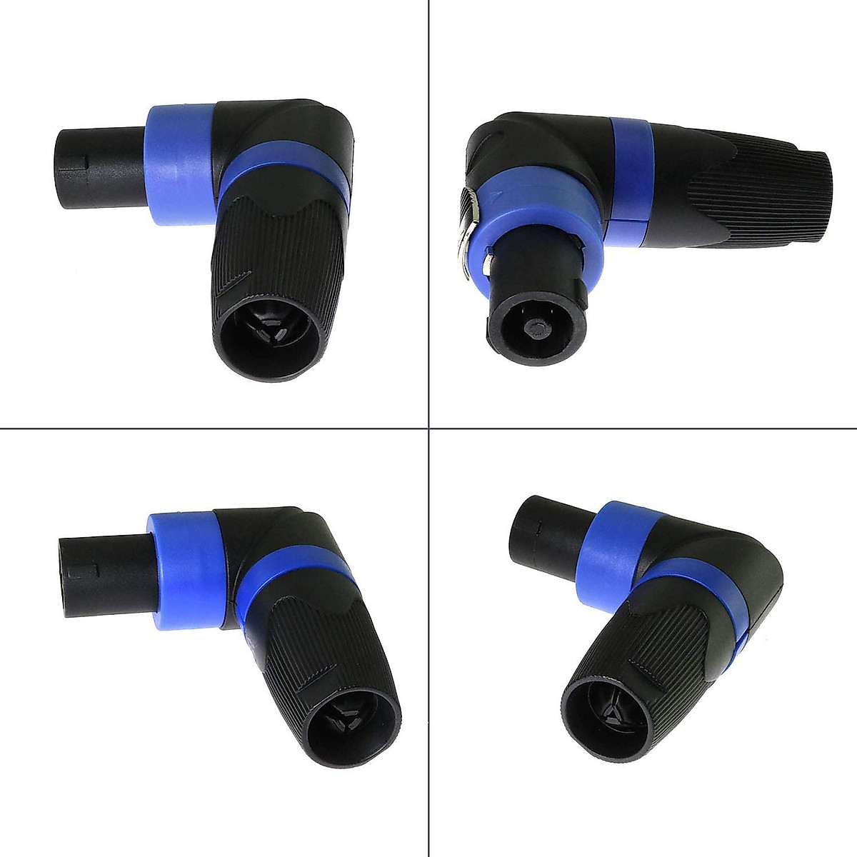 Yuyaokk 4-Pack Right Angle Speakon Cable Adapter Connectors, 4 Pole L-Shape High-Load Speaker Plug Twist Lock Compatiable with Speakon NL4 & NL2 Series