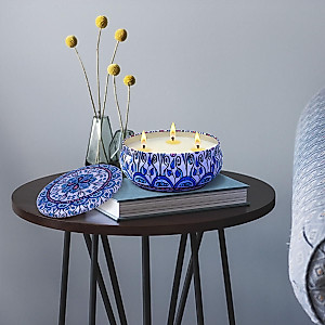 Indoor Citronella Candle, 4 x 14 oz 3 Wick, Outdoor Portable Travel Jar Candle, Powerful Lemongrass Essential Oil Soy Wax for Garden, Patio, Deck, Camping, Porch