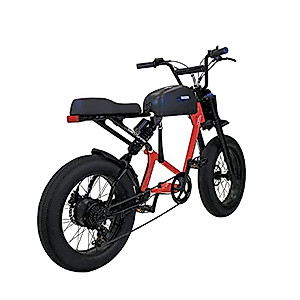 M Massimo 20" Fat Tire E-14 Urban Runner Electric Bike for Adults 48V 750W LED Headlight Taillight Full Suspension Range 43 MI 5 Speed Electric Motor 7 Speed Manual Shimano Gears (Red)