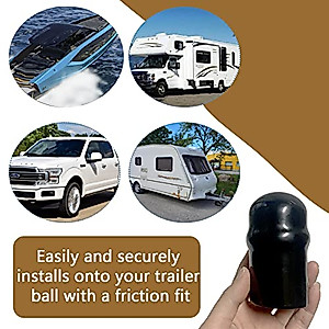 RV Trailer Hitch Ball Cover, Waterproof Heavy Duty Towball Protect Cap for Trucks, Boat, Caravan (2inch Dia), Black, 2 Inch (54343)