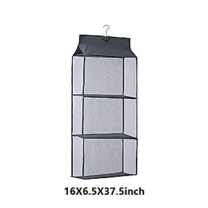 enloritas 2PCS Handbag Hanging Purse Organizer，Hanger Oxford Cloth Nonwoven Hanging Closet Storage Bag , Closet Organizer with 360 Degree Swivel Hook Foldable and Universal, Grey