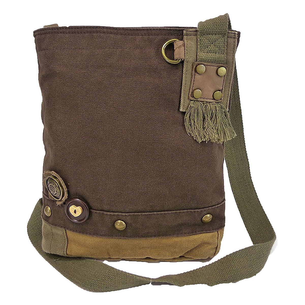 Chala Patch Cross-Body Women Handbag, Canvas Messenger Bag - Chihuahua - Dark Brown