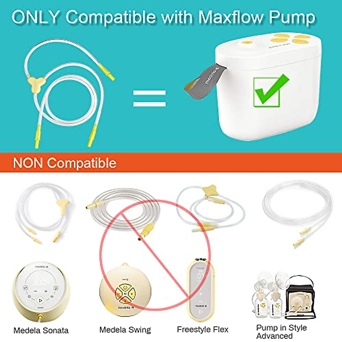 PumpMom Replacement Tubing for Medela New Pump in Style Maxflow Breast Pump, Not Original Medela Spare Breastpump Parts Tubes
