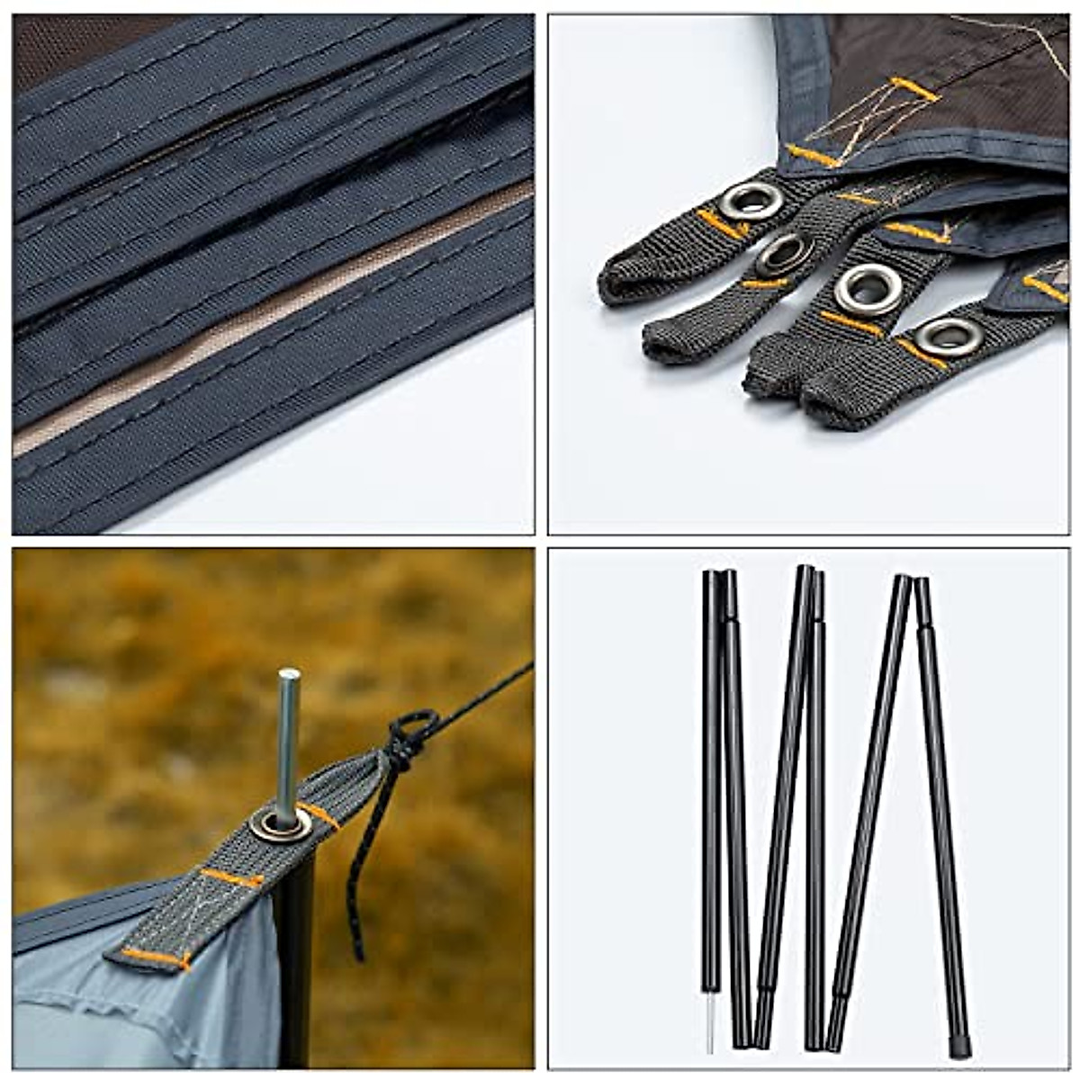 Forceatt 12X14FT Tarp with 2 Poles, Waterproof Camping Tarp Car Awning, Lightweight Camping Tarp Sun Shelter Can be Used with Car,Tent and Hammock in Camping,Hiking,Backpacking,Garden and Traveling.