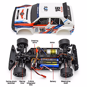 Losbenco RC Drift Car 1/16 Scale 30+MPH Remote Control Car, Upgraded Brush Motor RC Off-Road Car with 2 Rechargeable Batteries, 2 Sets of Tires, and Light for 8-12 Years Old