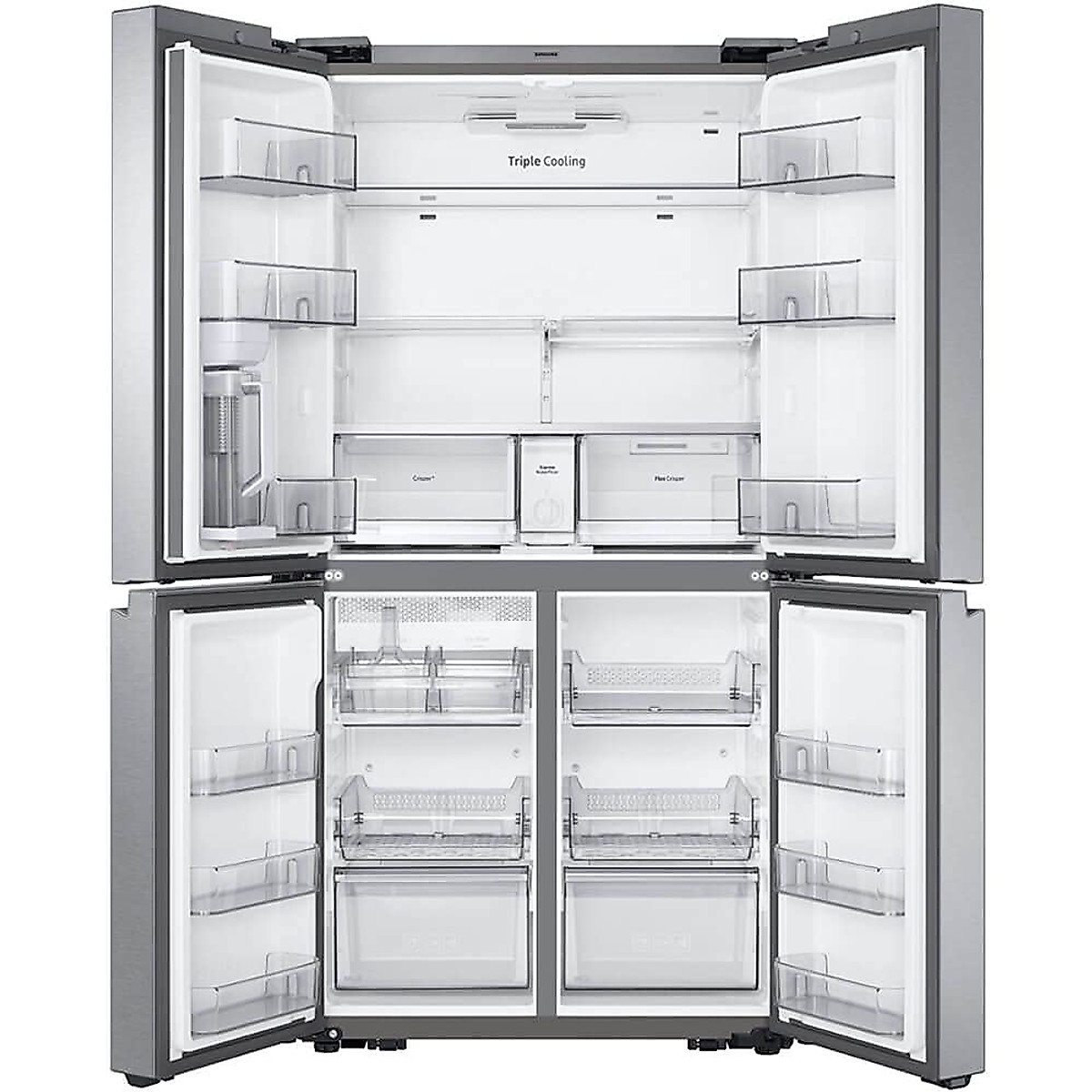 SAMSUNG 23 Cu Ft Smart Counter Depth 4-Door Flex Refrigerator w/ AutoFill Water Pitcher, Dual Ice Maker, Energy Star Certified, RF23A9071SR/AA, Fingerprint Resistant Stainless Steel