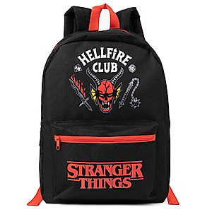 Stranger Things Hellfire Club Backpack | Black Rucksack with Adjustable Straps | Netflix Series Organised Luggage School Bag