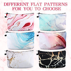 Sanwuta 12 Pieces Cosmetic Makeup Bags Printed Roomy Toiletry Waterproof Beauty Bag Organizer Pouches with Zipper Makeup Accessories for Women(Marble Style)