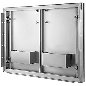 Mophorn BBQ Access Double Door 36W x 23H Inch BBQ Door Stainless Steel with Storage Outdoor Kitchen Doors for Commercial BBQ Island