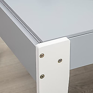 Qaba 3 Pcs Kids Table and Chair Set with Storage Under Tabletop, Activity Table and 2 Chairs, Kids Drawing Table for Playroom Furniture, Grey