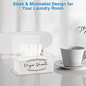 Laundry Dryer Sheet Container with Lid- Clear Acrylic Dryer Sheet Dispenser for Storage Fabric Softener Sheets, Transparent Container Storage Box Dryer Sheet Holder for Laundry Room Organization