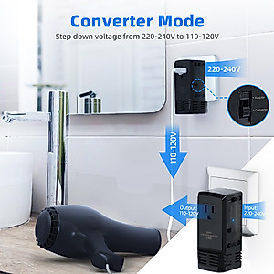 Power Converter Adapter Combo 2000W Voltage Converter 220V to 110V converters and adapters for Travel Europe Built-in with 4 Adapter Plugs US to Europe, UK, Israel, Africa Over 150 Countries FUNPRO