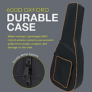 Knox Gear KN-SGC01 Acoustic Dreadnought Guitar Lightweight Hard-Foam Case w/ Back Straps, black
