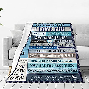 Gifts for Husband Blanket, to My Husband Blanket from Wife, Husband Gifts from Wife, Funny Anniversary, I Miss You, Birthday Gifts Valentine's Day Gift Soft Flannel Bed Throw Blanket 60"x 50"