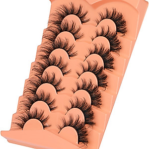 False Eyelashes Wispy Lashes Natural Look Fake Eyelashes Cat Eye Lashes Mink Fluffy Strip False Lashes Fox Eye Lashes Pack 7 Pairs ALICROWN