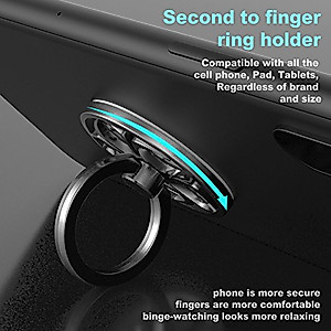 Anti-Anxiety Finger Ring Stand, ebulous 360° Rotation Spinner Mobile Cell Phone Ring Stand Holder with Grip Kickstand Universal [Washable/Reusable] for iPhone/iPad/Samsung Note/Tablets etc (Gold)…