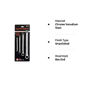 NACHEE 4 Piece TRX-Star E-Torx Box Wrench Set, E6 E8 E10 E12 E14 E18 E20 E24 Torx Tork Set