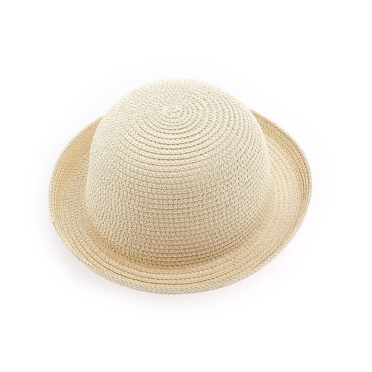 BinaryABC Summer Straw Hats,Sun Hat,Bowler Hat,Beach Cap for Women(Head Circumference 57cm) Beige