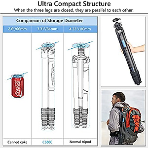 Carbon Fiber Heavy Duty Tripod ARTCISE 81'' Professional Tripod for Camera, 10-Layer Carbon Fibre Tube, 32.5mm Leg with Low Profile Tripod Ball Head for Canon Nikon Sony, DSLR SLR Digital Camcorder