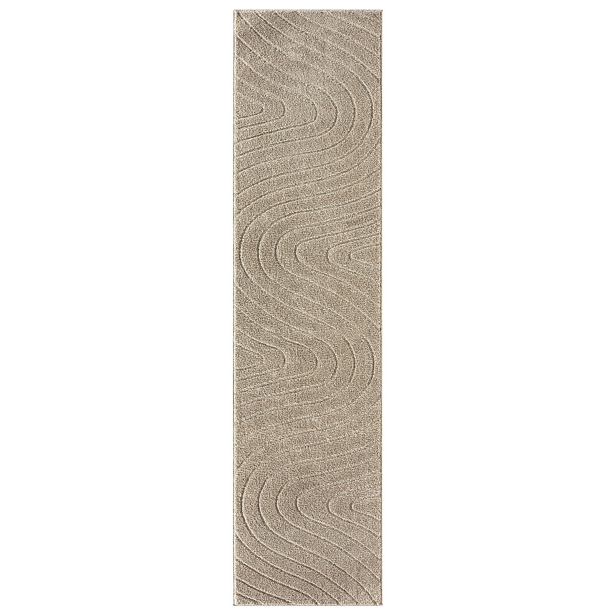 LUXE WEAVERS Modern Geometric Wave Beige 2x8 Area Rug