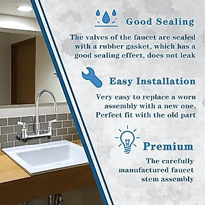 DNShorix 002714-40 Hot Side Handle Stem Assembly, Replacement Fit for T&S Brass All Faucets, Red