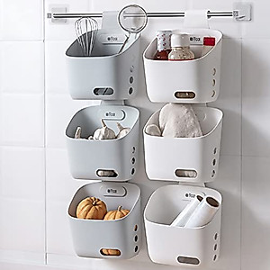 Wuluwala Plastic Hanging Shower Basket, Bath Shower Connecting Organizer Storage Basket with Hook for Bathroom Kitchen Pantry Bathroom Dorm Room