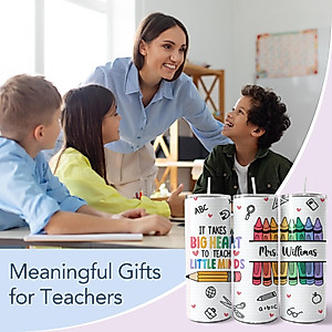 Fleur&Bay Teacher Appreciation Gifts for Women - Personalized Teacher Tumbler With Straw - Daycare Preschool Birthday Back to School Gifts Ideas - Customized Cup With Name - 20 oz Travel Coffee Mug
