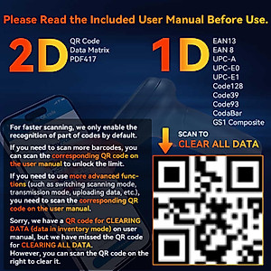 KILOGOGRAPH Book Scanner for Personal Library V12 - QR Code Scanner with Screen Display Voice, Bluetooth Barcode Scanner, Wireless Inventory Bar Code Scanner for Laptop iPhone Android