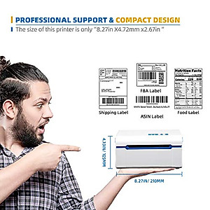 Shipping Label Printer, Micmi Commercial Direct Thermal Desktop Label Printer Support Amazon Ebay PayPal Etsy Shopify Shipstation Stamps.com Ups USPS FedEx DHL Support Windows, 4x6 inch Not for Mac