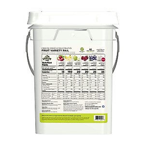 Mountain House Classic Bucket | Freeze Dried Backpacking & Camping Food | 24 Servings & Augason Farms Dehydrated and Freeze-Dried Fruit Variety Pail, 25-Year Shelf Life, Emergency Food Supply