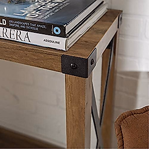 Walker Edison Sedalia Modern Farmhouse Metal X Entry Table, 46 Inch, Rustic Oak