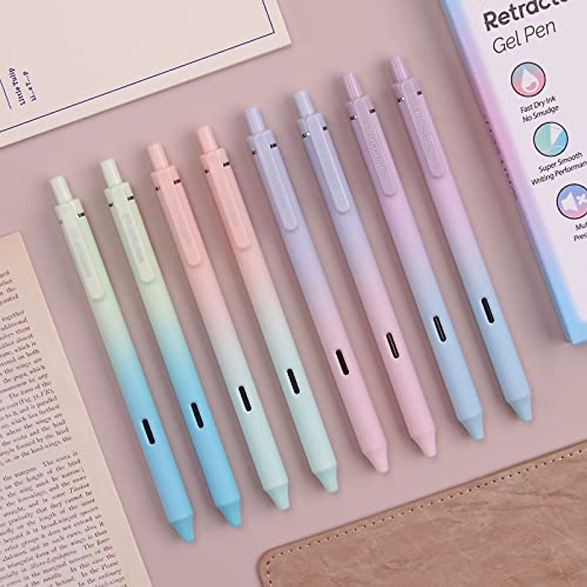 WRITECH 8ct Retractable Black Gel Pens 0.5mm | Smooth