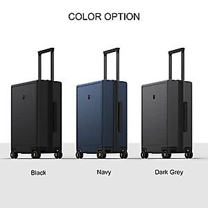 LEVEL8 Hard Shell Carry on Luggage Airline Approved, Carry on Suitcases with Wheels, Lightweight PC Luminous Textured Travel Luggage, TSA Approved, 20 Inch Small Carry-On, Black