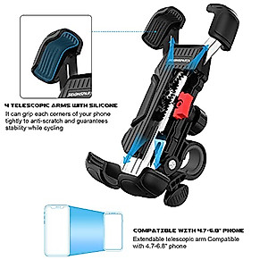 SEVEN SPARTA Bike Phone Mount Holder Motorcycle Phone Mount for Handlebar Accessories Compatible with iPhone 13 13 Pro Max 11, Galaxy and Other 4.7-6.8 Inches Cellphones (Black)