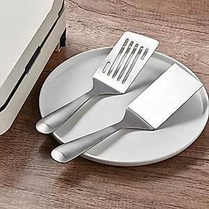 IMEEA Metal Spatulas Set SUS304 Stainless Steel Griddle Spatula Slotted Hamburger Turner Flat Top Grill Spatula for Cooking 10-Inch