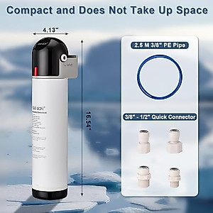 GEE BON Under Sink Water Filtration System, GB-M1S Direct Connect Under Sink Water Filter, 0.5 Micron Reduces 99% Lead, Chlorine, Bad Taste, Odor, 8000 Gallon