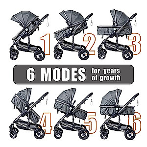 CoolShare Baby Stroller for Toddler, Foldable Aluminum Alloy Pushchair with Adjustable Backrest, 2 in 1 High Landscape Convertible Reversible Bassinet Pram for Infant & Toddler,3D Suspension