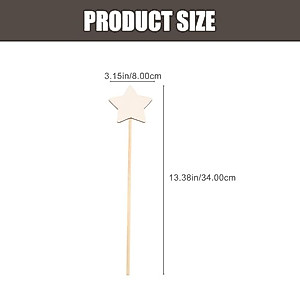 STOBOK Princess Fairy Wand Stick: 8PCS Unfinished Wooden DIY Crafts Star Magical Wand for Girls Art Show Cosplay Costume Party