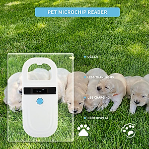 Gugxiom Pet Microchip Scanner, 134.2Khz/125Khz Pet Microchip Reader with OLED display, Low Battery Alarm Animal Chip ID Scanner for FDX B(ISO11784/11785) and EMID microchips