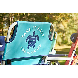 Life is Good Backpack Lawn Chair, Silver Frame (Set of 2) (Blue Turtle + Blue Turtle)