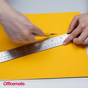 Officemate Classic Stainless Steel Metal Ruler, 15 inches with Metric Measurements, Silver, 15 L x 1.25 W (66612)