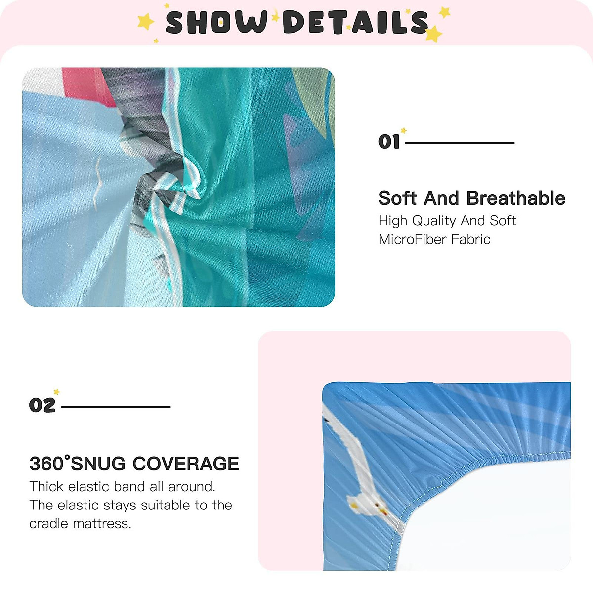 Cartoon Lighthouse Sea Port Nautical Baby Crib Sheets Soft Toddler Bed Sheets Breathable Mattress Cover Playard Sheet for Boys Nursery Crib Mattress, 39 * 27 * 5in