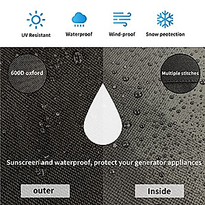 Joramoy Generator Covers Waterproof UV Protection Heavy Duty 600D Oxford Cover Universal for Wen 56310ic & Wen 3800 & Predator 3500 (24x 18x 20 inch)