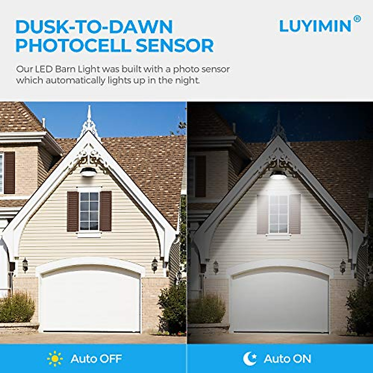 LUYIMIN LED Barn Light 120W, 18000lm Dusk to Dawn Outdoor Lighting with Photocell (1200W Incandescent Equiv.) - Ultra Bright Yard Light, 5000K Daylight IP65 Waterproof for Outdoor Security/Area Light