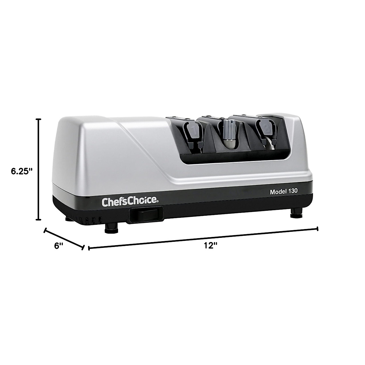 Chef'sChoice 130 Professional Electric Knife Sharpening Station for 20-Degree Straight and Serrated Knives Diamond Abrasives and Precision Angle Guides, 3-Stage, Silver